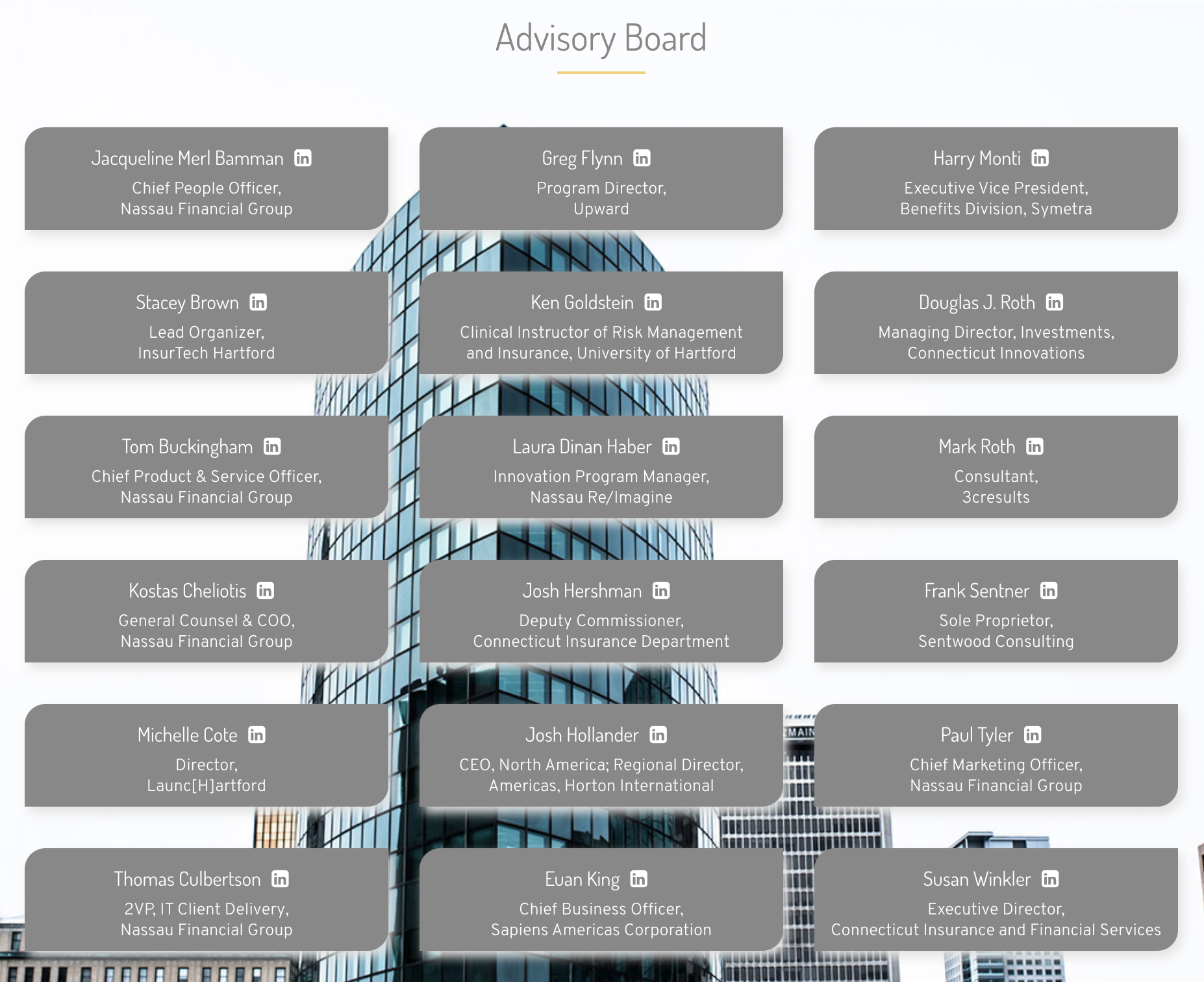 Nassau Re/Imagine Advisory Board | Meet the Stakeholders